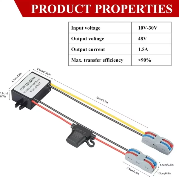 DC DC Power Boost Converter 10-30V to 48V Voltage Converter 12/24V to ...